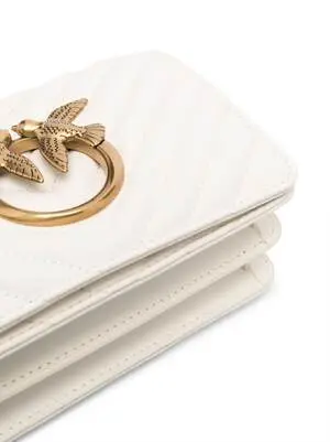 Pinko Mini Love Bag Click Chevron Quilted Nappa Leather Shoulder Bag - White