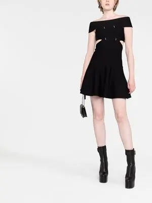 Alexander McQueen Off-shoulder Mini Dress - Black