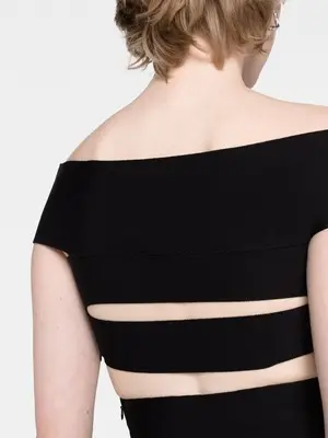 Alexander McQueen Off-shoulder Mini Dress - Black