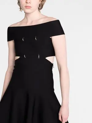 Alexander McQueen Off-shoulder Mini Dress - Black