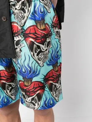 Philipp Plein Love Tattoo Silk Shorts