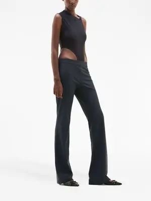 COURREGES Flared-leg Trousers With Embroidered Logo - Black