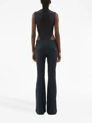 COURREGES Flared-leg Trousers With Embroidered Logo - Black