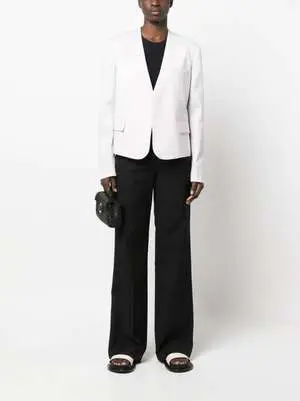 LOW CLASSIC Single-breasted Collarless Blazer - Purple