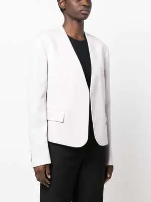 LOW CLASSIC Single-breasted Collarless Blazer - Purple