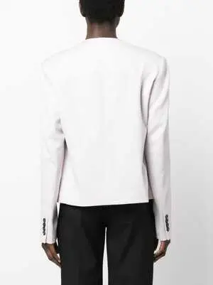 LOW CLASSIC Single-breasted Collarless Blazer - Purple
