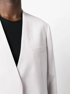 LOW CLASSIC Single-breasted Collarless Blazer - Purple