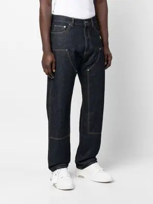 Off-White Contrast-stitching Straight Jeans