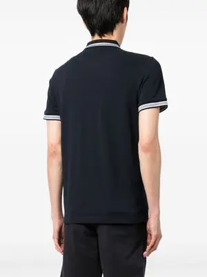 BOSS Striped-border Cotton Polo Shirt - Blue