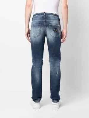 Philipp Plein Logo Patch Straight-leg Jeans