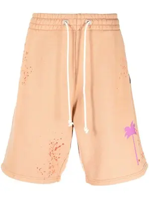 Palm Angels Paint-splatter Logo-print Track Shorts