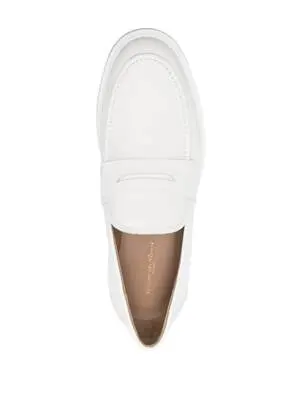 GIANVITO ROSSI Leather Penny Loafers - White