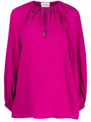 PHAEONIA Self-tie Silk Blouse - Pink