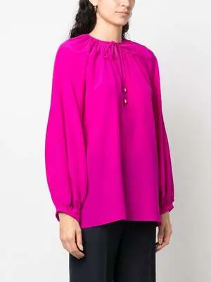PHAEONIA Self-tie Silk Blouse - Pink