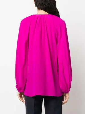 PHAEONIA Self-tie Silk Blouse - Pink