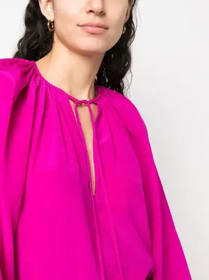 PHAEONIA Self-tie Silk Blouse - Pink