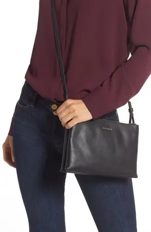 Ted Baker London Daniibar Double Zip Leather Crossbody Bag