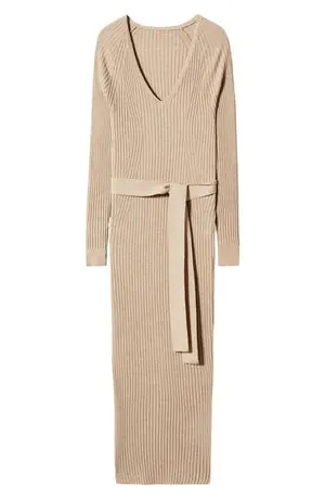 Mango Long Sleeve Ribbed Dress