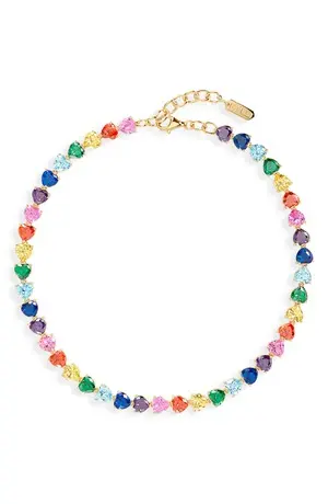 Judith Leiber JUDITH LEIBER COUTURE Cubic Zirconia Heart Tennis Necklace Gold Multi