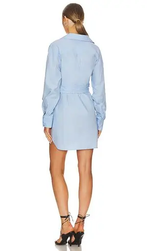 Alexander Wang Draped Button Up Dress With Placket Detail In Blue