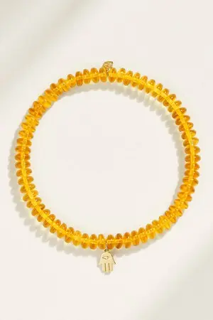SYDNEY EVAN Pure Hamsa Amber Bracelet - Gold