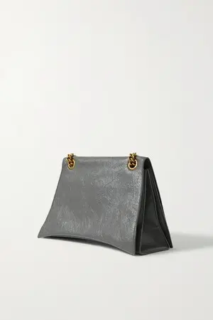 Balenciaga Hourglass Crinkled-leather Shoulder Bag