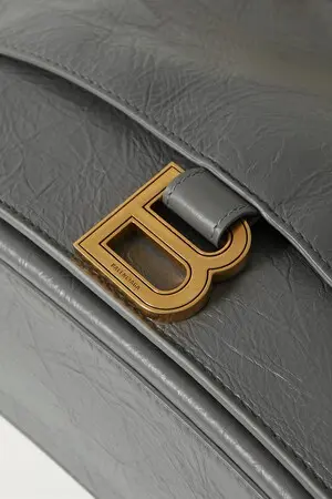 Balenciaga Hourglass Crinkled-leather Shoulder Bag