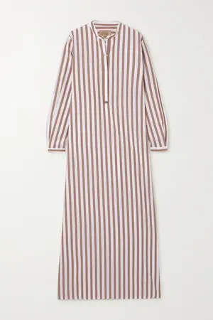 FORTELA Valery Striped Embellished Cotton-voile Maxi Dress