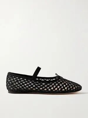 LOEFFLER RANDALL Leonie Raffia Mary Jane Ballet Flats - Black