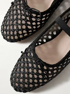 LOEFFLER RANDALL Leonie Raffia Mary Jane Ballet Flats - Black