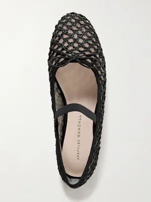 LOEFFLER RANDALL Leonie Raffia Mary Jane Ballet Flats - Black