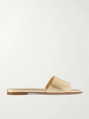 AeydĒ Anna Metallic Leather Slides