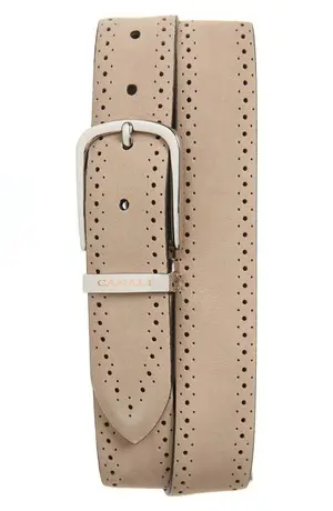 Canali Nubuck Leather Brogue Belt