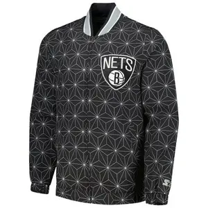 STARTER Brooklyn Nets In-field Play Fashion Satin Full-zip Varsity Jacket