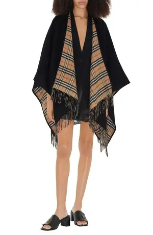 Burberry Check Reversible Wool Cape