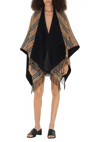 Burberry Check Reversible Wool Cape