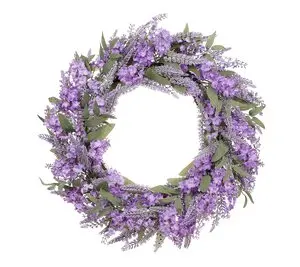 PULEO INTERNATIONAL Puleo 30' Lavender Floral Spring Wreath With Gr Een Leaves - One-color