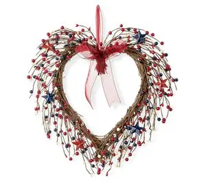 GLITZHOME 17' Red White & Blue Americana Berry Art Wreath - One-color