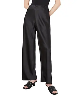 Vince High Waist Wide Leg Satin Pants Black