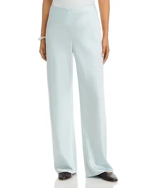Vince High Waisted Wide Leg Satin Trousers - Sea Tint