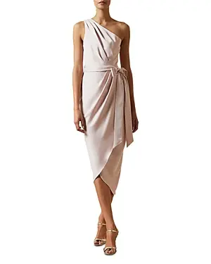 Ted Baker London Gabie One-Shoulder Draped Dress - Light Pink | Editorialist
