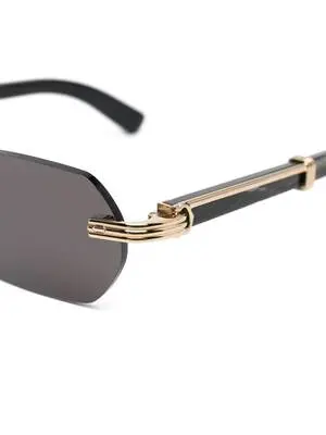 Cartier Rectangle Rimless Sunglasses - Black