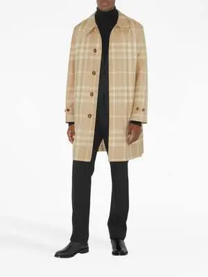 Burberry Checked Cotton Long Coat