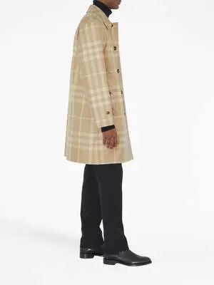 Burberry Checked Cotton Long Coat