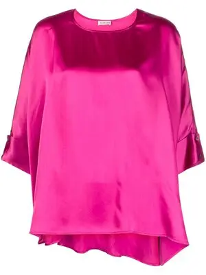 BLANCA VITA Draped Satin Blouse