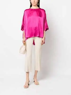 BLANCA VITA Draped Satin Blouse