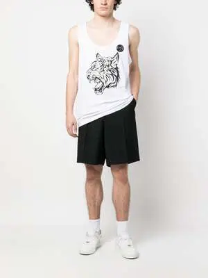 PLEIN SPORT Tiger-print Tank Top - White