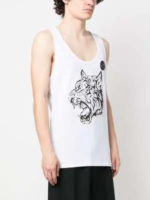 PLEIN SPORT Tiger-print Tank Top - White