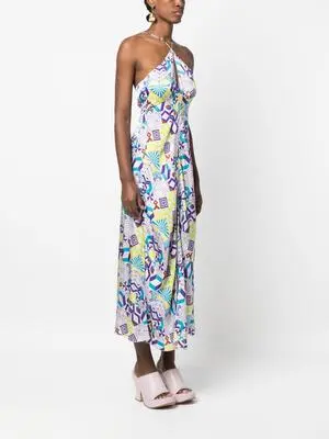 FORTE_FORTE Geometric-pattern Midi Dress - Purple