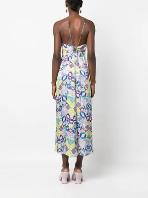 FORTE_FORTE Geometric-pattern Midi Dress - Purple